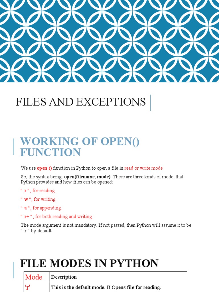 4 Unit Ch1 Files And Exceptions Pdf Parameter Computer Programming