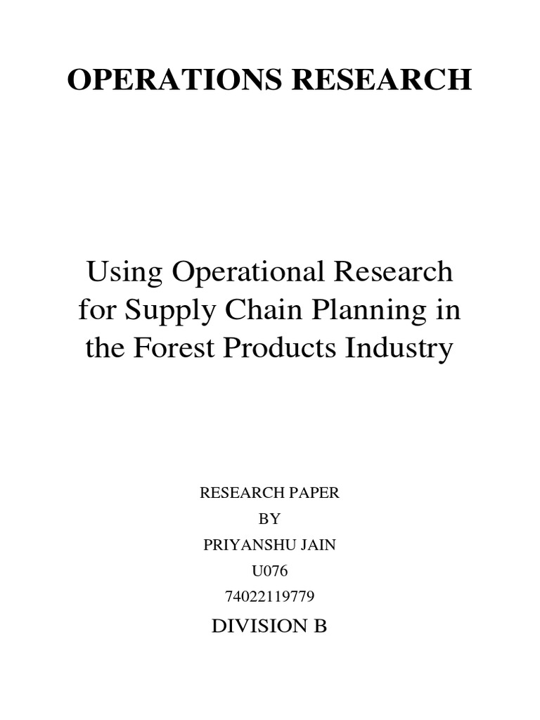 Operations Research | PDF | Supply Chain | Logging