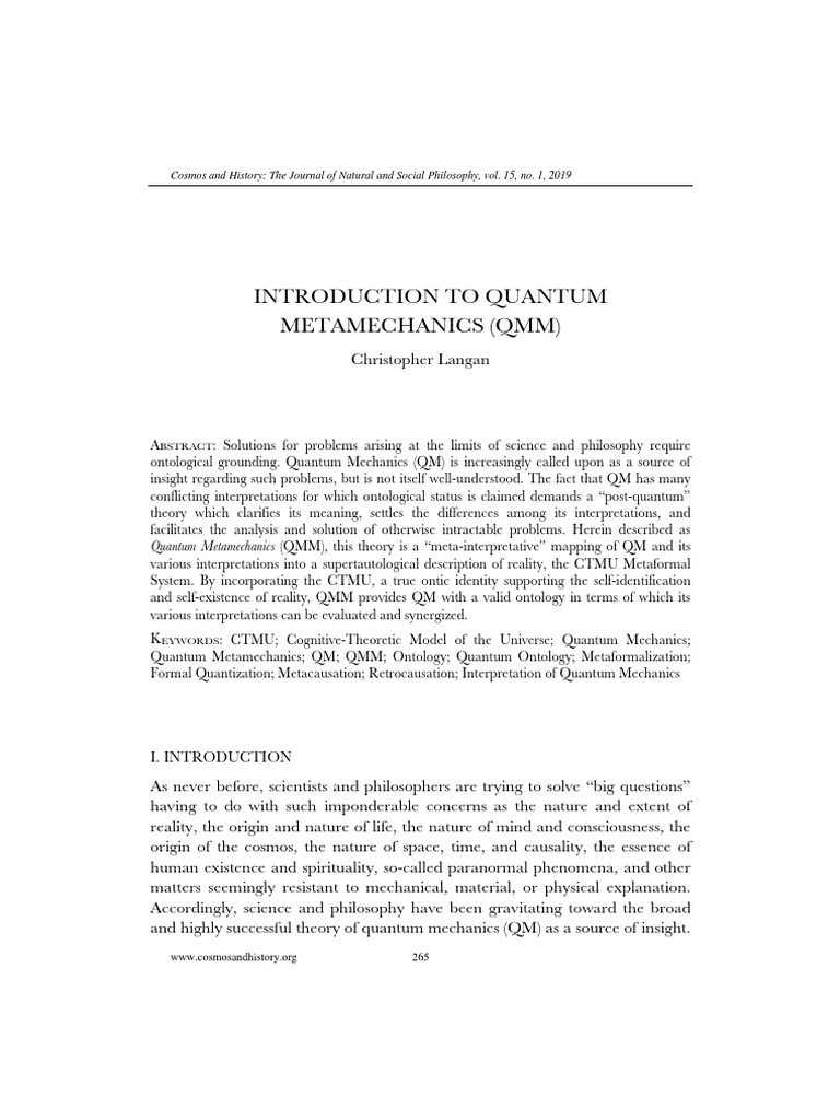 Introduction To Quantum Metamechanics | PDF | Quantum Mechanics | Theory