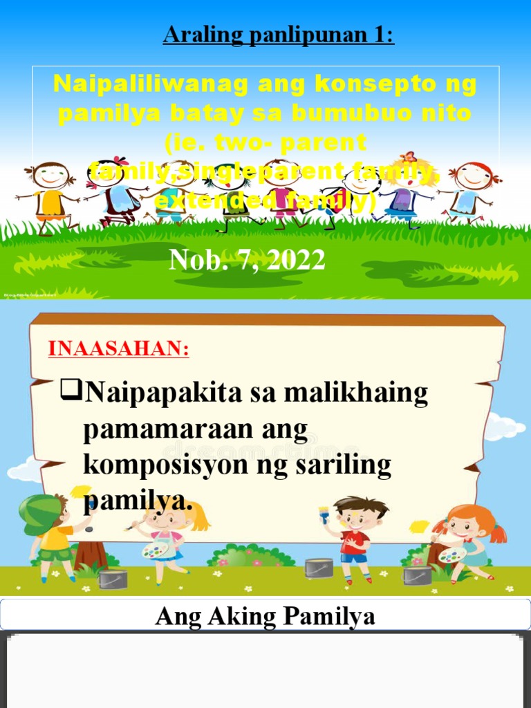 Naipaliliwanag Ang Konsepto NG Pamilya Batay Sa Bumubuo Nito (Ie. Two ...