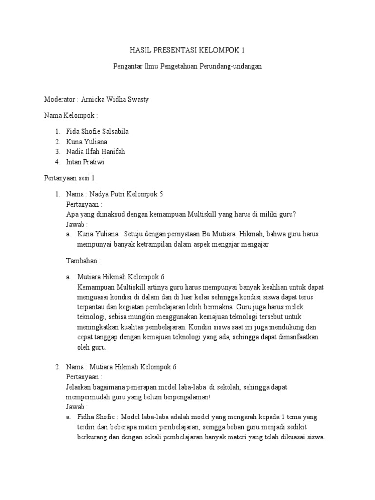 HASIL PRESENTASI KELOMPOK 1 Pembelajaran Terpadu | PDF | Karier ...