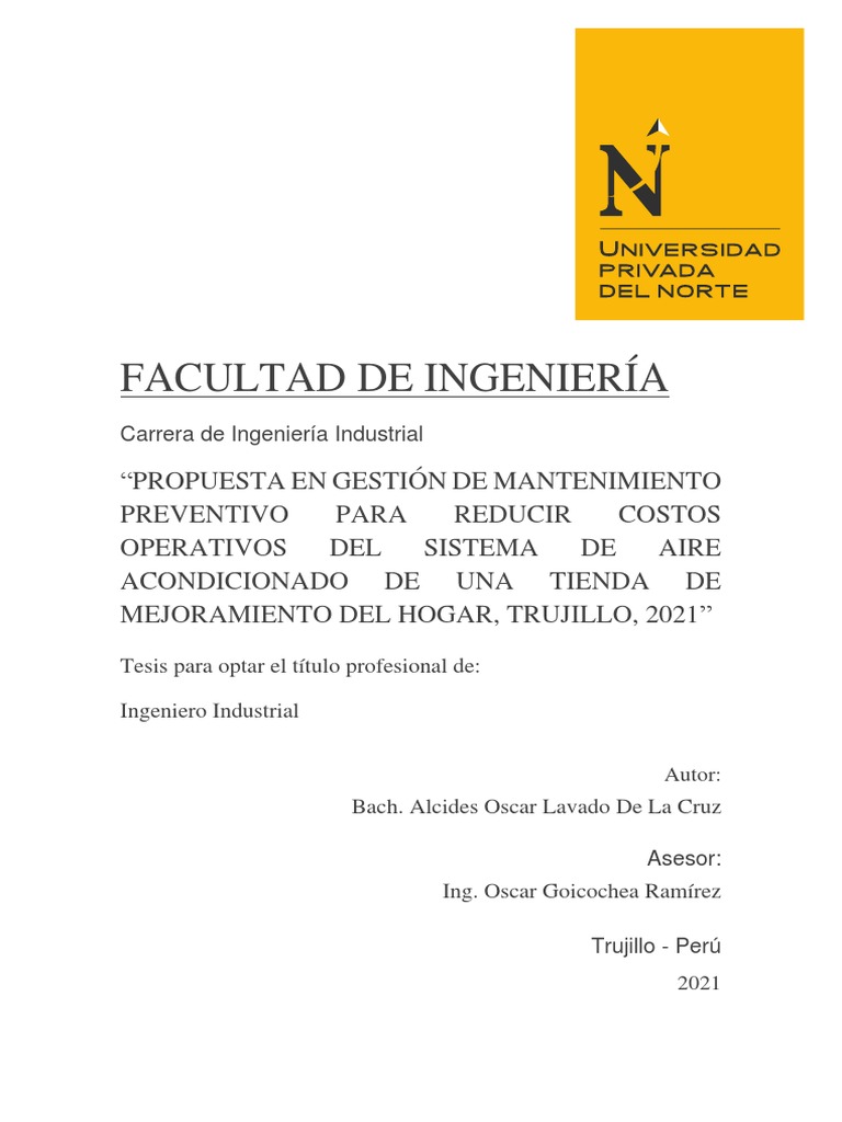 Propuesta en Gestión de Mantenimiento Preventivo para Reducir Costos ... Propuesta en Gestión de Mantenimiento Preventivo para Reducir Costos ...