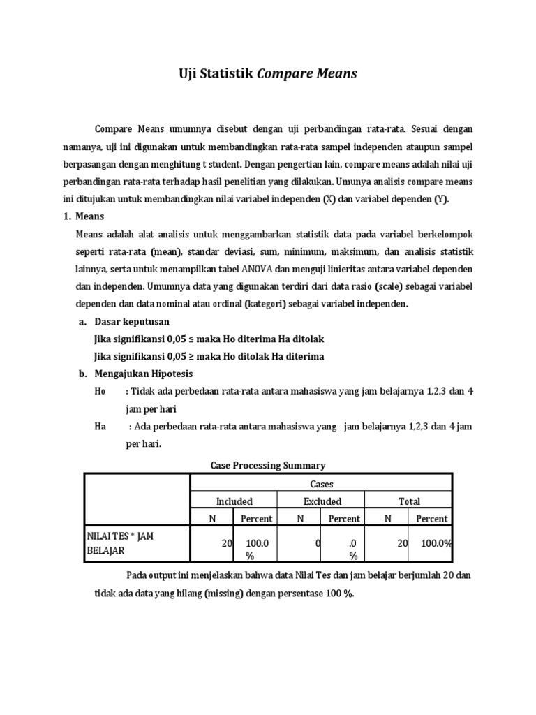 Uji Perbandingan Rata-Rata dalam Statistik | PDF | Metode & Bahan Ajar