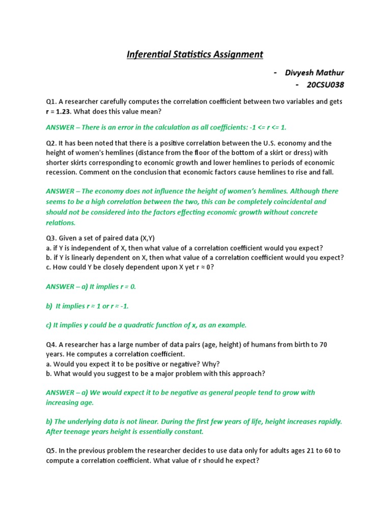 Inf Stats Assignment 20CSU038 | PDF | Statistics