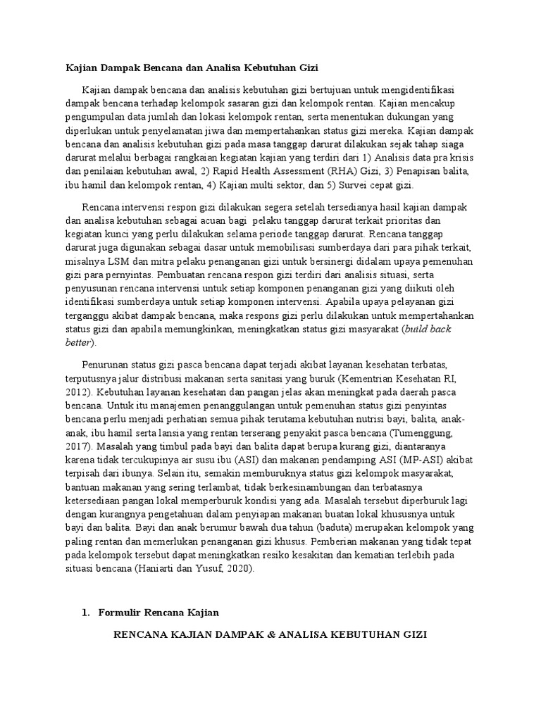 Formulir Rencana Kajian, Form RHA Dan RHA Gizi | PDF