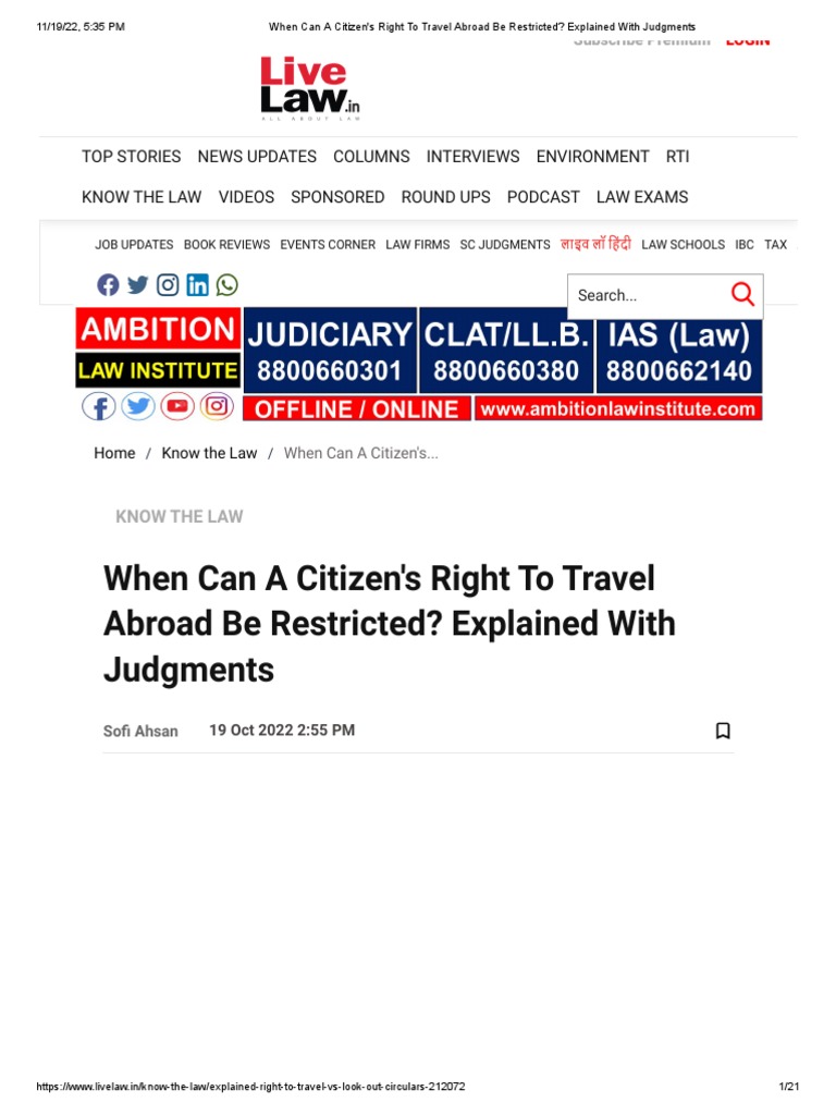 When Can A Citizen's Right To Travel Abroad Be Restricted - Explained ...