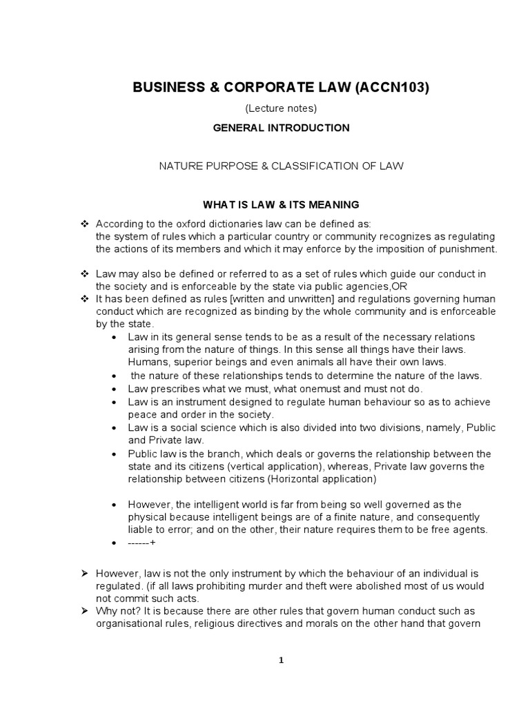 Topic1 Business & Corporate Law | PDF | Social Science