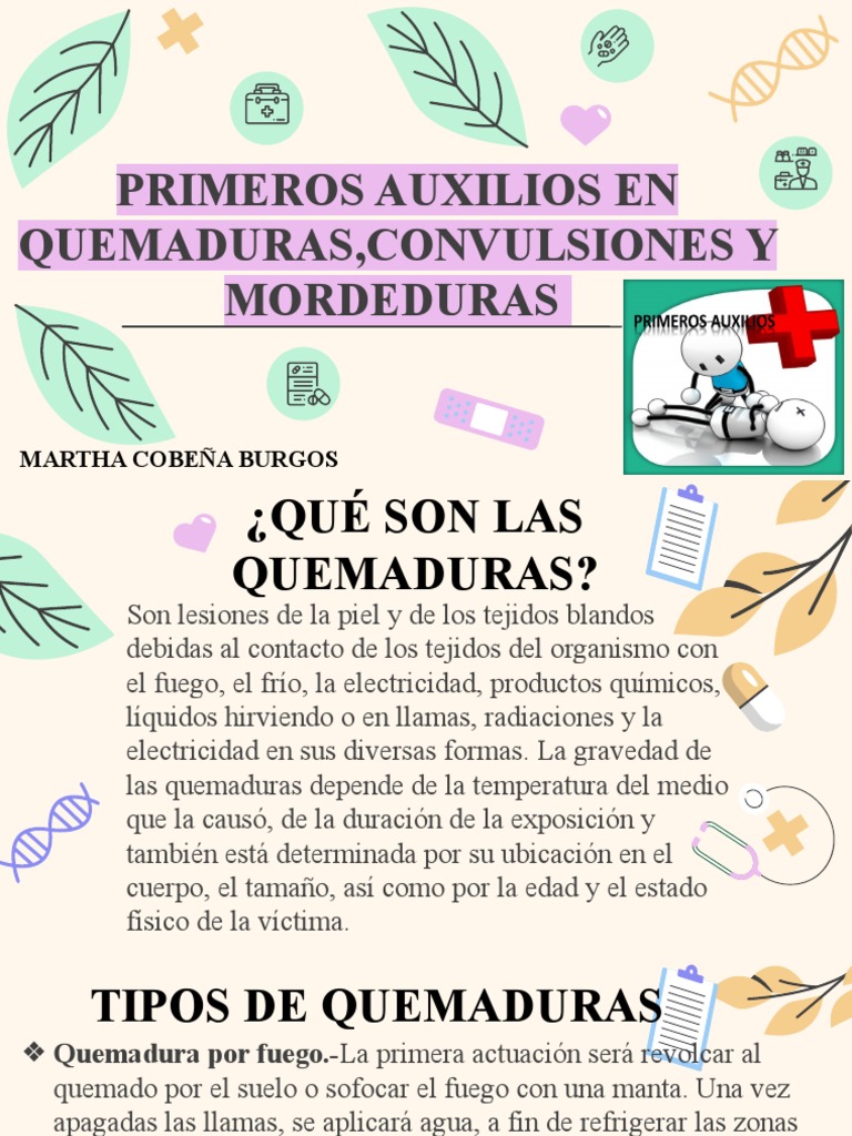 Primeros Auxilios en Quemaduras-Convulsiones y Mordeduras-Cecatec | PDF | Quemar | Primeros auxilios