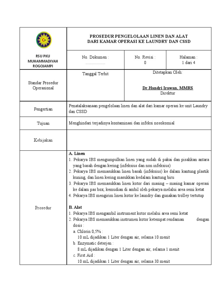 OK Pengelolaan Ke CSSD Laundry | PDF