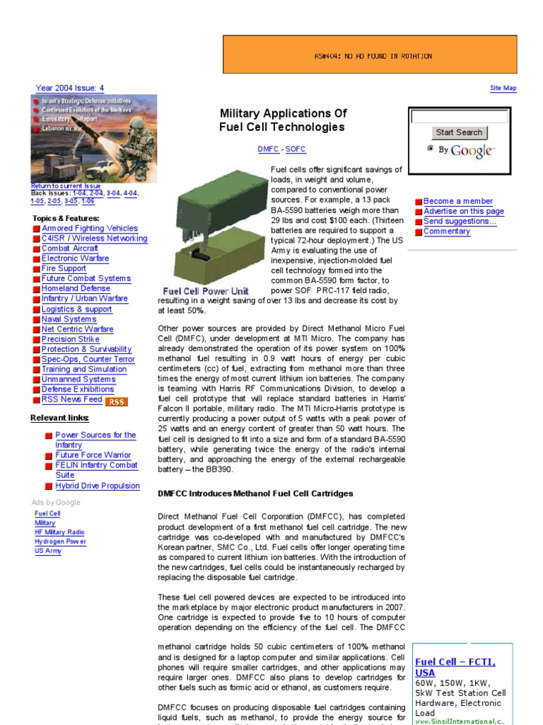 Fuel Cell Technology For Military Use | PDF | Fuel Cell | Solid Oxide ...