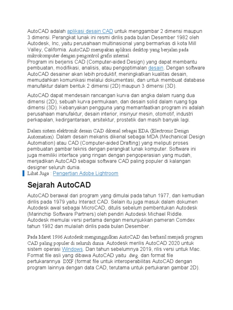Pengertian dan Sejarah AutoCAD | PDF | Teknologi & Rekayasa