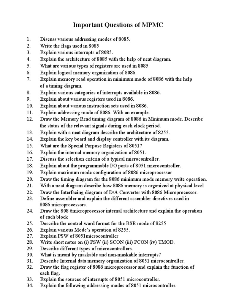 MPMC Imp. Question | PDF | Microcontroller | Information Age