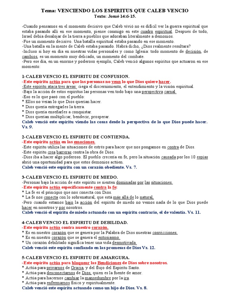 Caleb y la Victoria sobre Espíritus | PDF | Alma | Dios
