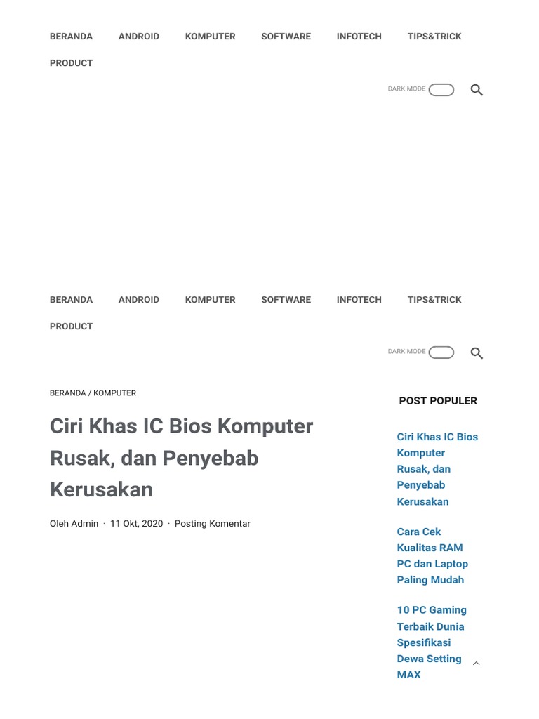 Ciri Khas IC Bios Komputer Rusak | PDF