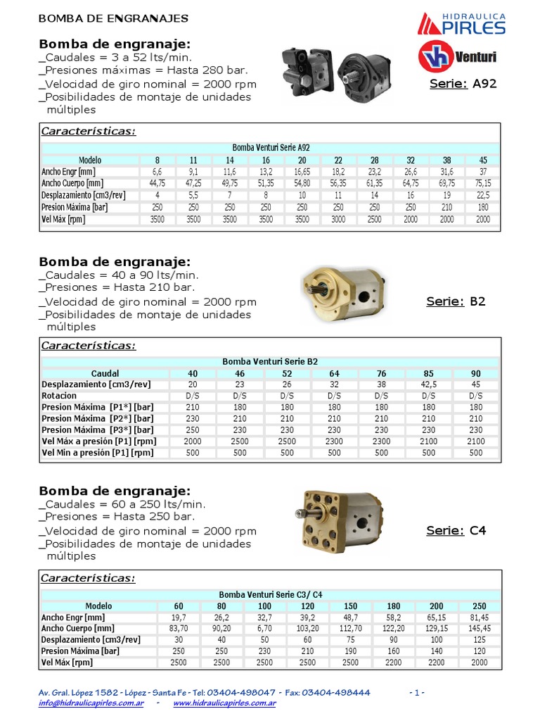 Bombas de Engranajes Venturi A92-B2-C4 | PDF