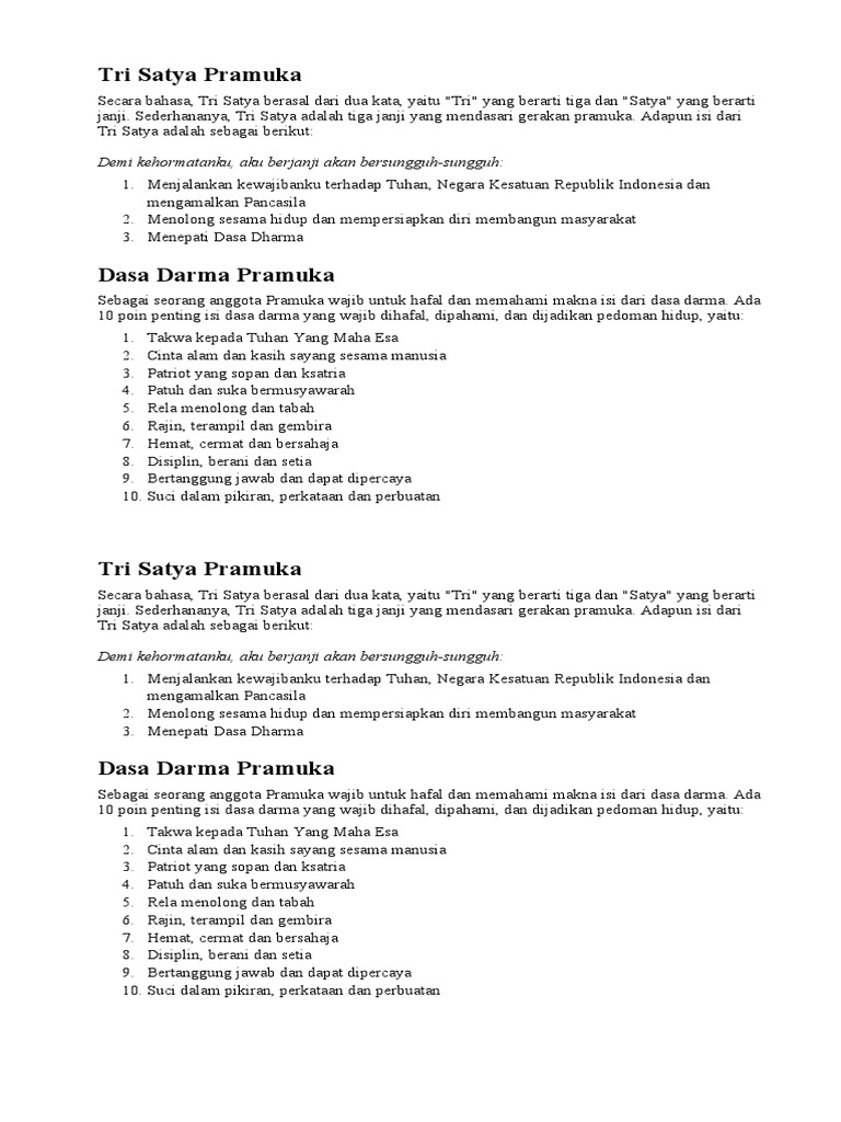 Tri Satya Dasa Dharma | PDF