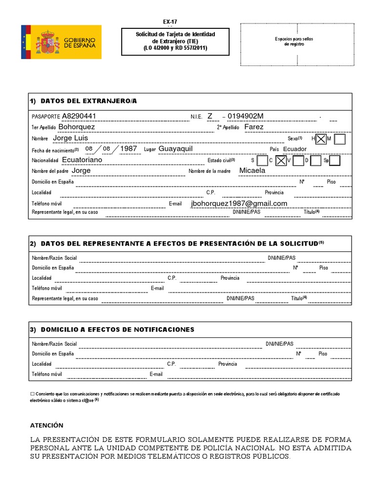 17-Formulario TIE | PDF | Privacidad de la información | Gobierno