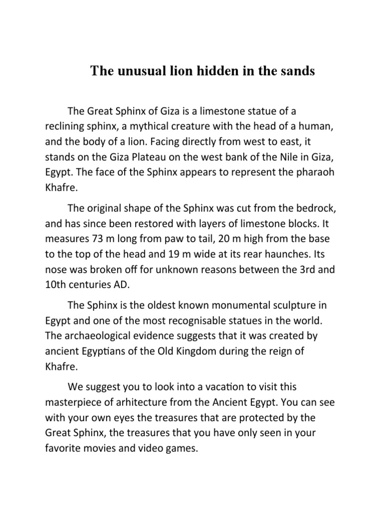 The Great Sphinx of Giza | PDF