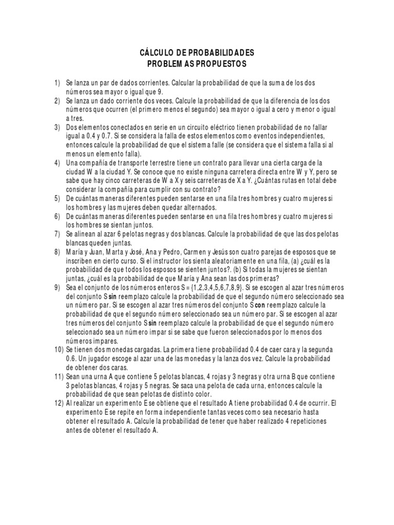 C2 Problemas Sobre Calculo de Probabilidades | PDF