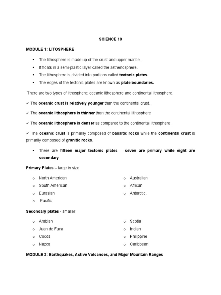 Science 10 First Quarter Reviewer | PDF | Plate Tectonics | Earthquakes