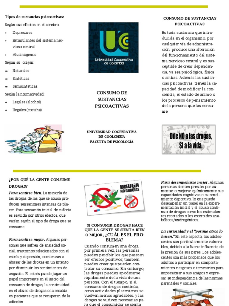Folleto Consumo de Sustancias Psicoactivas | PDF | Drogas Psicoactivas | La dependencia de ...