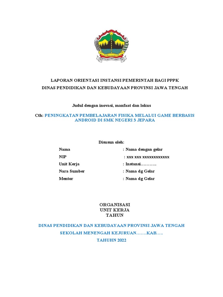 Draft Panduan LAPORAN ORIENTASI PPPK | PDF
