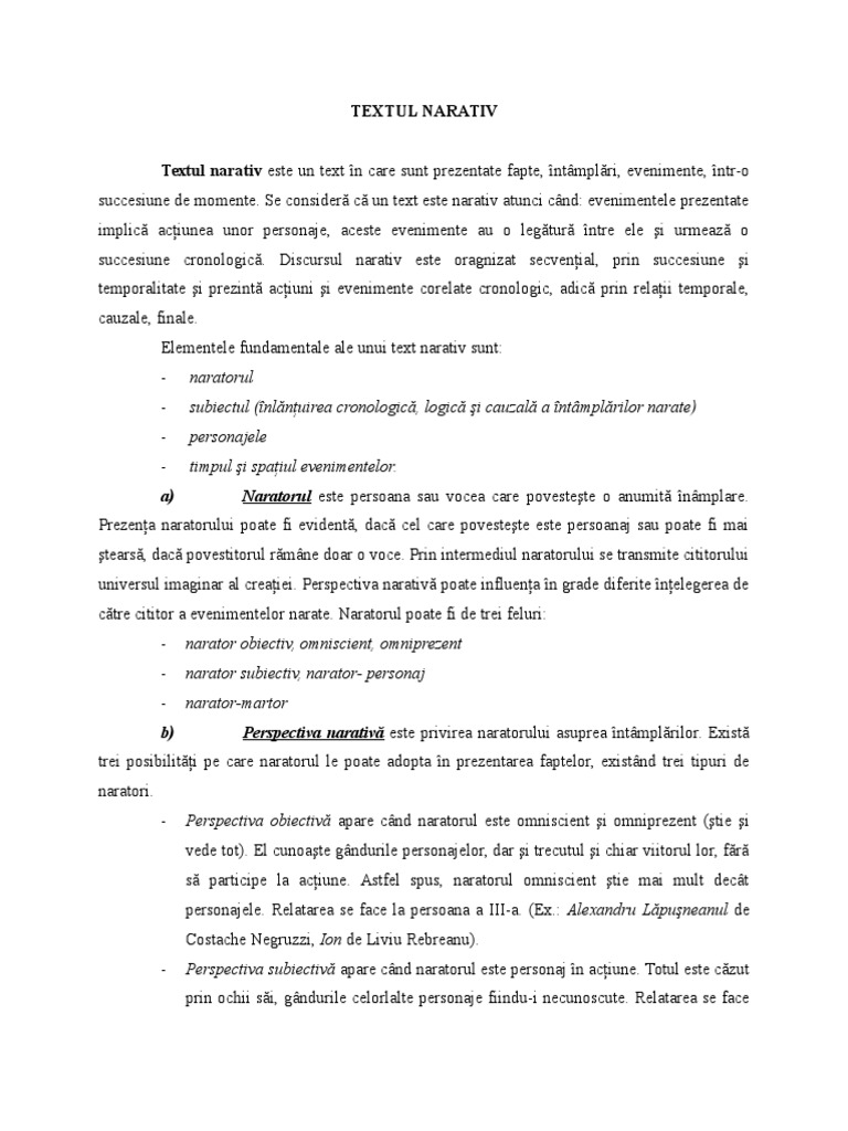 Textul Narativ | PDF