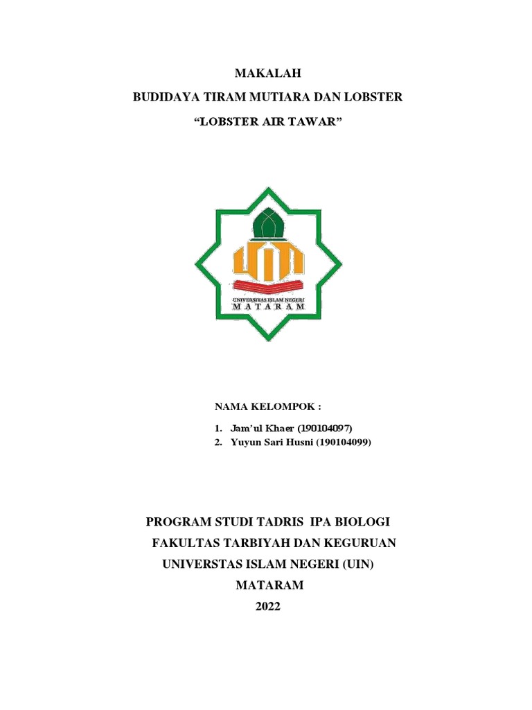 Makalah BTM Lobster Air Tawar | PDF