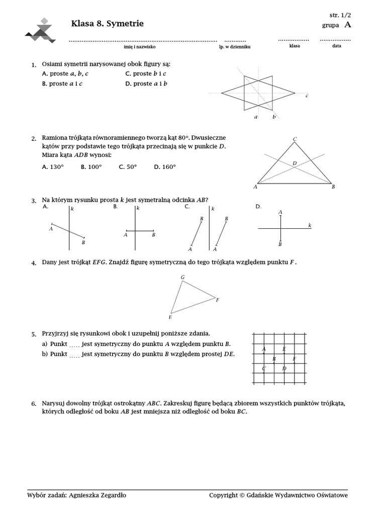 Klasa 8 Symetrie | PDF
