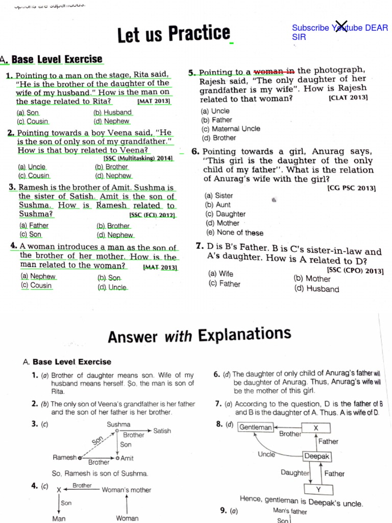 Blood Relation Riddles and Exercises | PDF | Family | Kinship And Descent