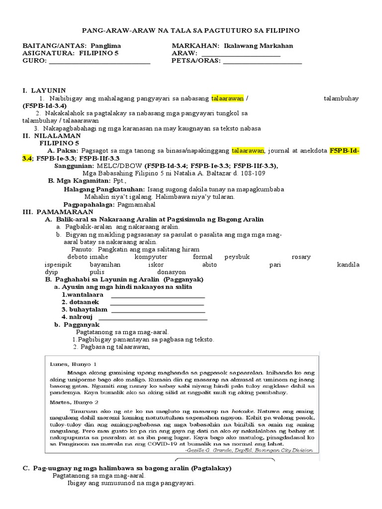 Q2 W12 Day2 Talaarawan | PDF
