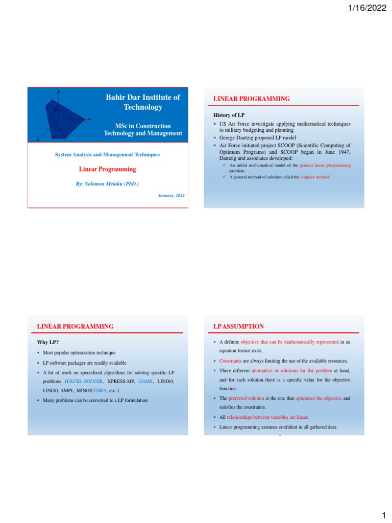 Linear Programming Pdf Mathematical Optimization Linear Programming