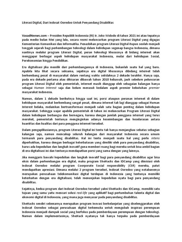 Contoh Literasi Digital | PDF