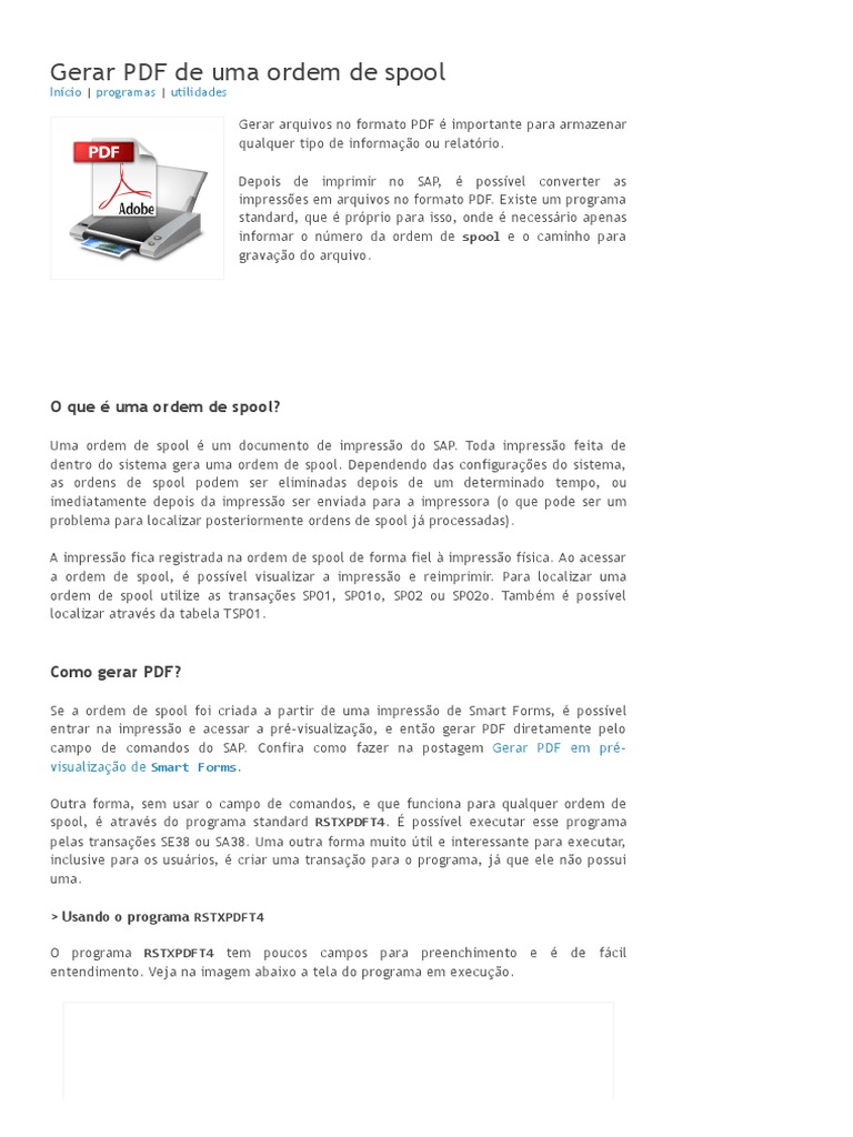 Gerar PDF de Uma Ordem de Spool - ABAP Warrior | PDF