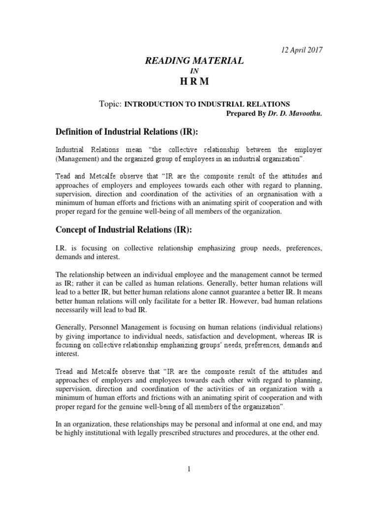 Reading Material: Topic | PDF | Employment | Human Resource Management