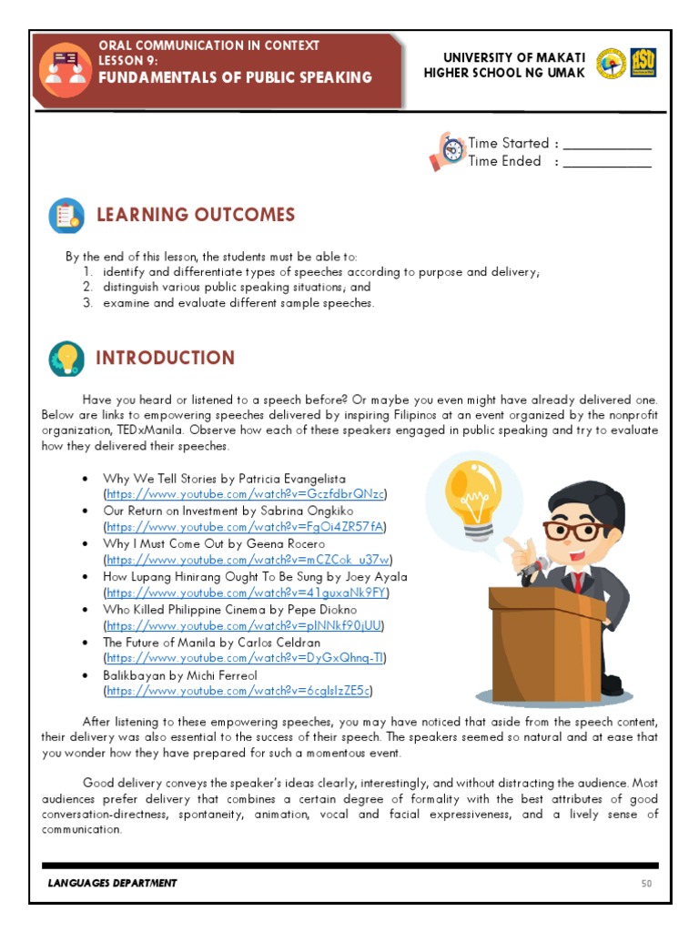 Module 9. Fundamentals of Public Speaking | PDF