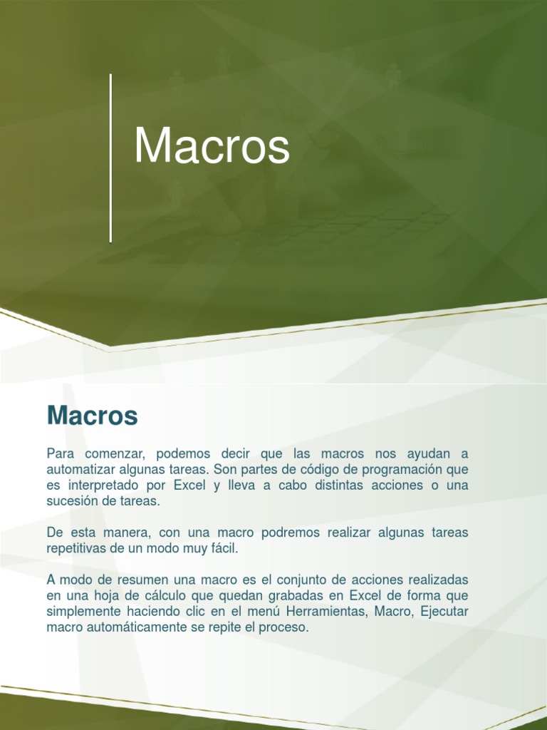 Macros Pdf Macro Informática Microsoft Excel 