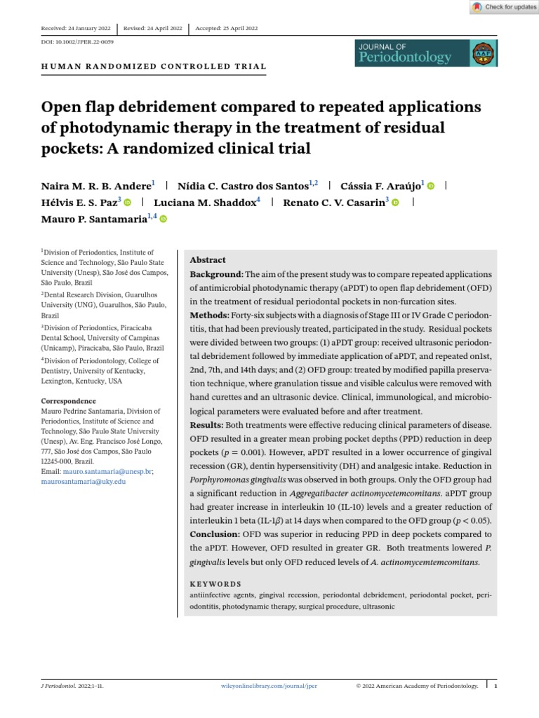 Journal of Periodontology - 2022 - Andere - Open Flap Debridement ...