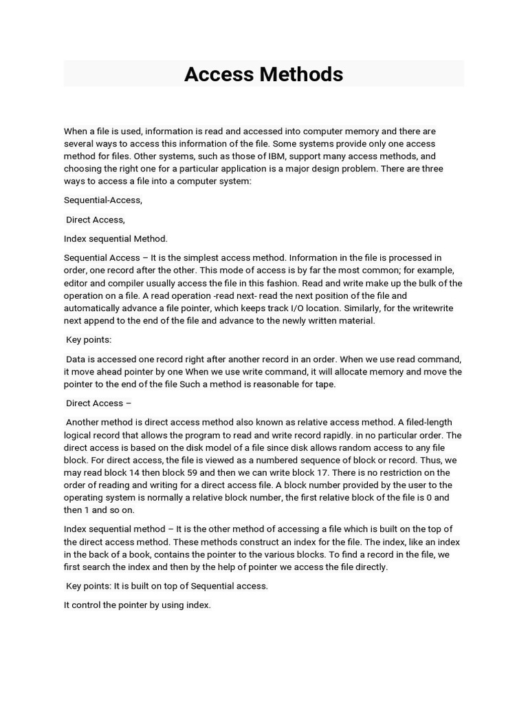 Access Methods | PDF