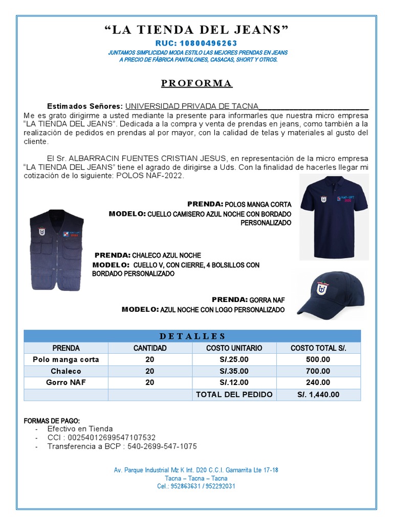 Proforma - La Tienda Del Jeans | PDF