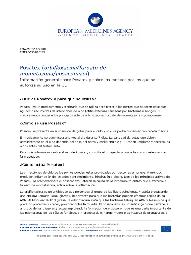Posatex Epar Medicine Overview - Es | PDF | Farmacología | Causas de la ...