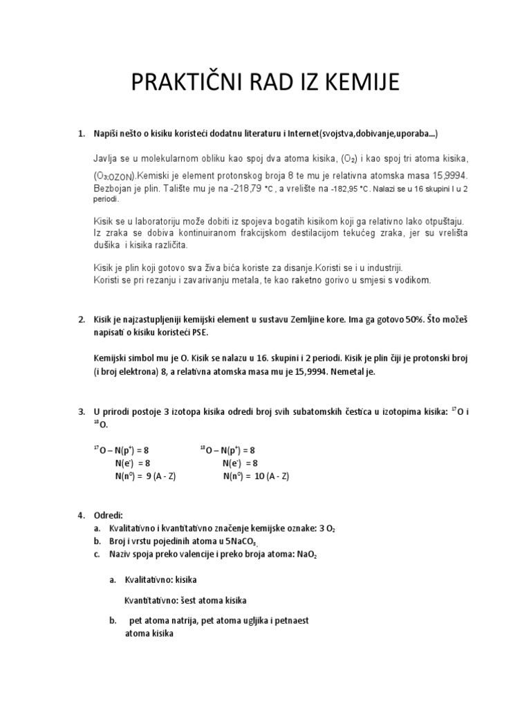 Prakticni Rad Iz Kemije | PDF