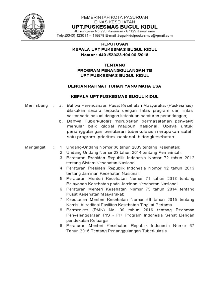 4.2.1.1 SK Program Penanggulangan TB | PDF