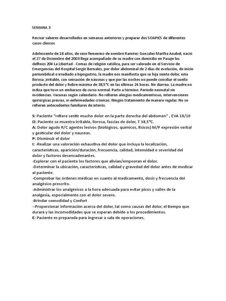 Tarea SEM 3 | PDF | Dolor | Cuidado de la salud