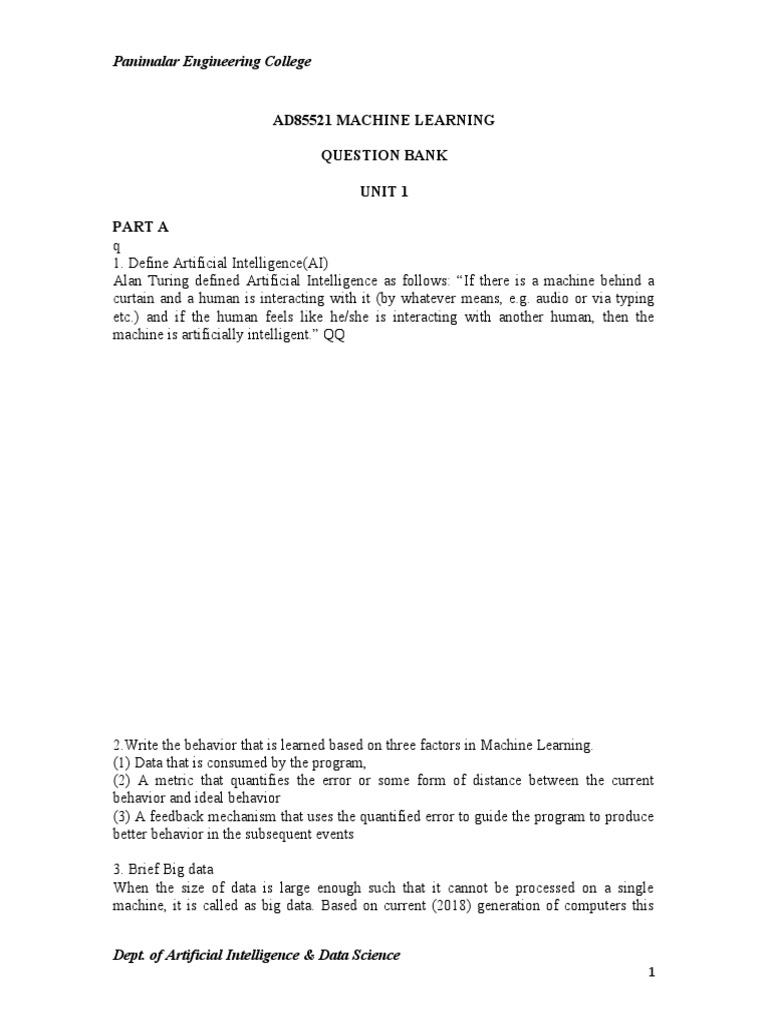 Machine Learning Question Bank | PDF | Cluster Analysis | Machine Learning