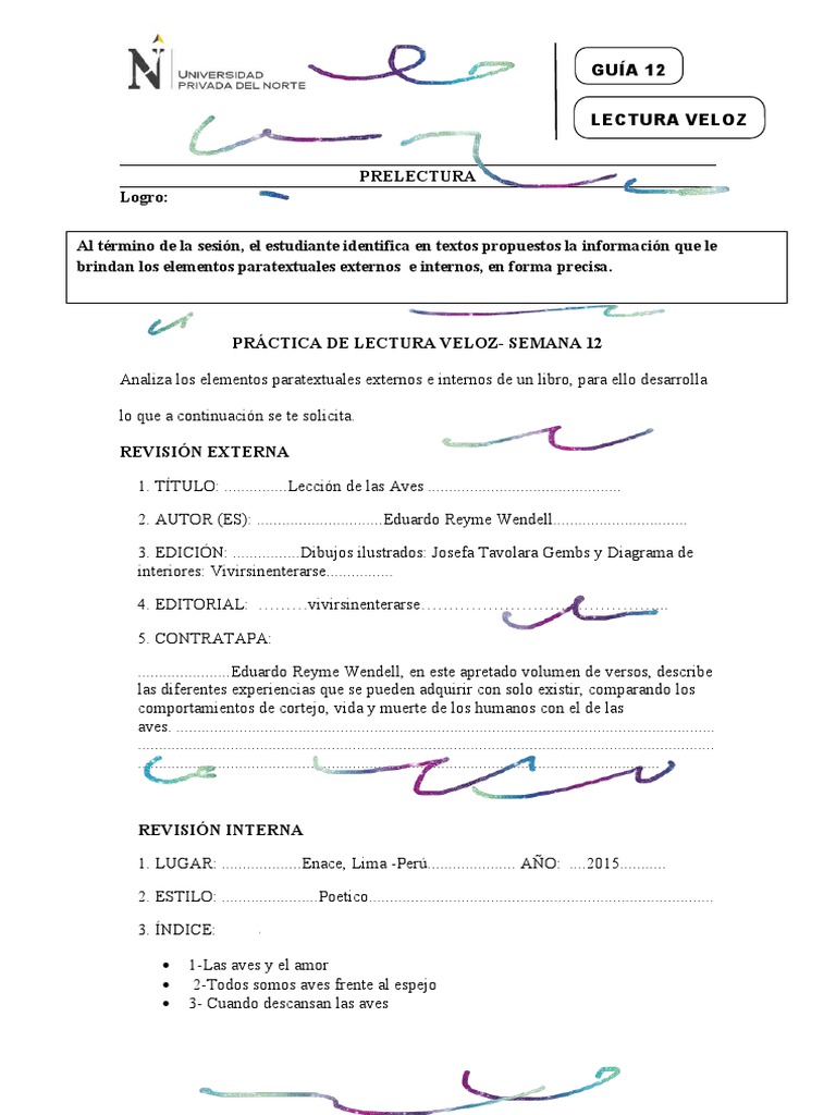 Lv-Guía 12 - Lectura Veloz | PDF | Aves