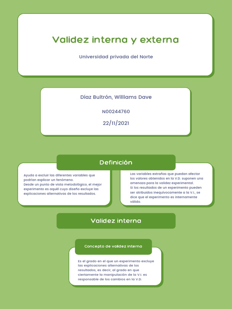 Validez Interna y Externa | PDF | Validez (Estadísticas) | Experimentar