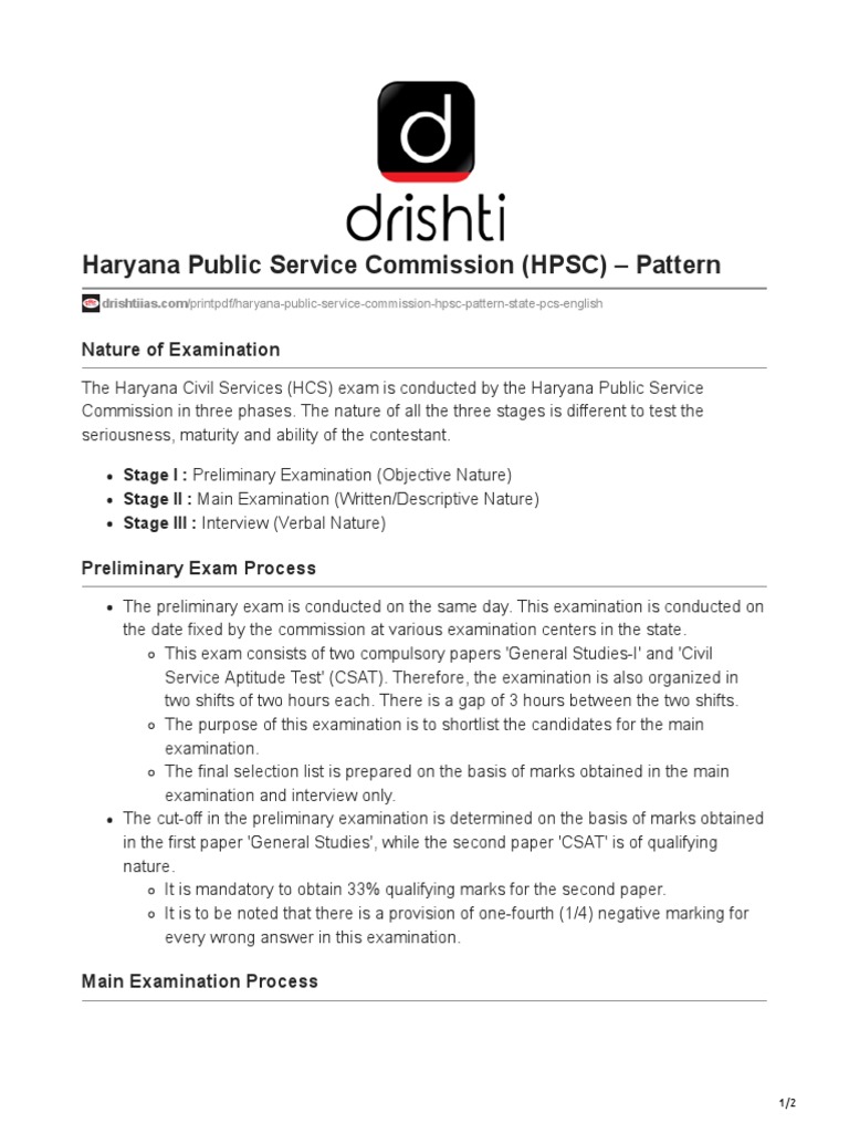 Haryana Public Service Commission HPSC Pattern State Pcs English | PDF ...