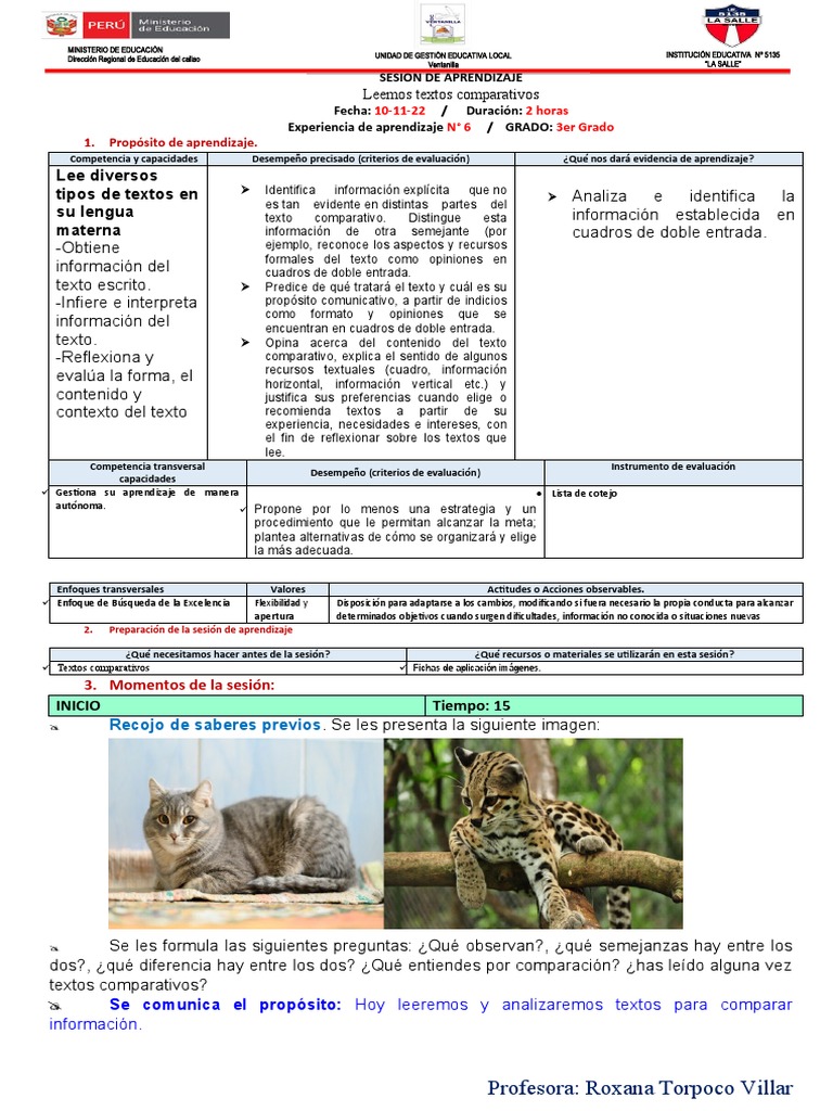 10-11-22 Leemos Textos Comparativos | PDF | Evaluación | Aprendizaje