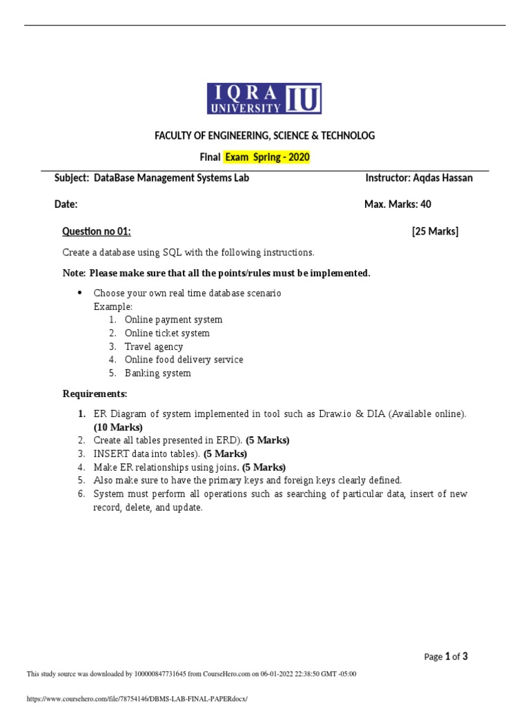 DBMS Lab Final Paper | PDF | Databases | Information Science